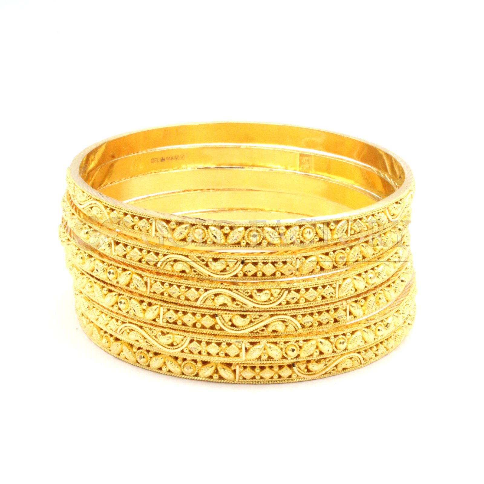 Buy Online Set of 6 22ct Gold Bangles | GoldFactory.co.uk